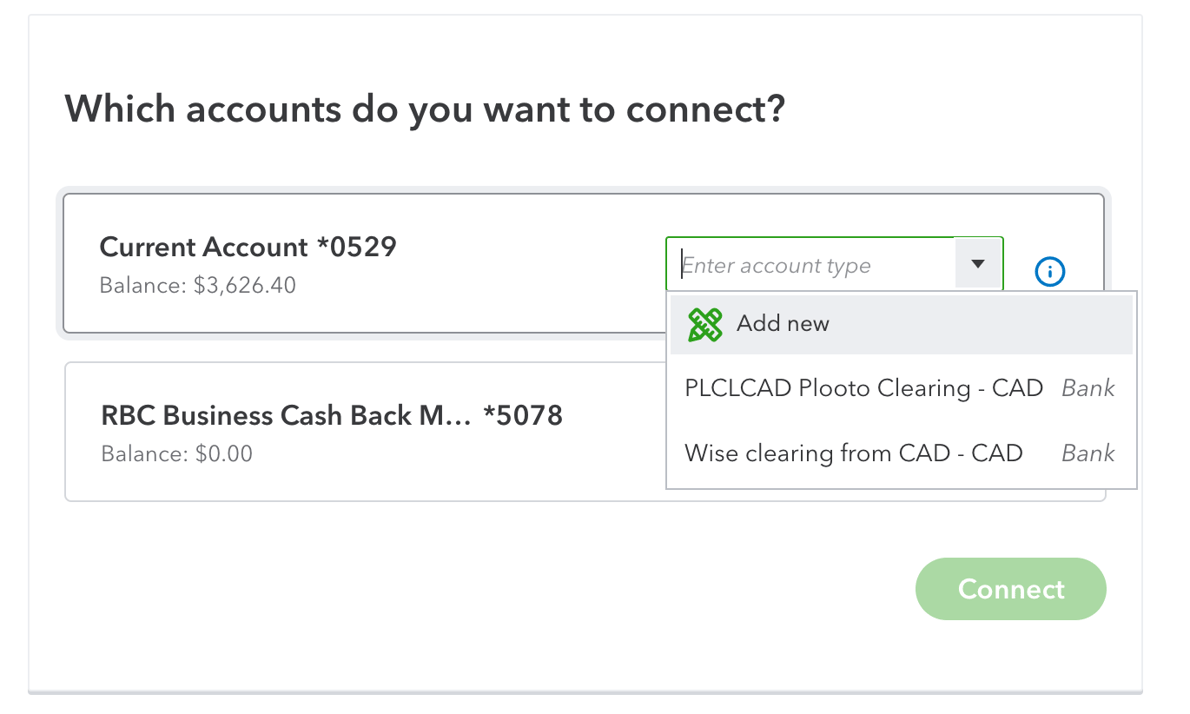 How to connect a new bank account / credit card to Quickbooks (QBO)